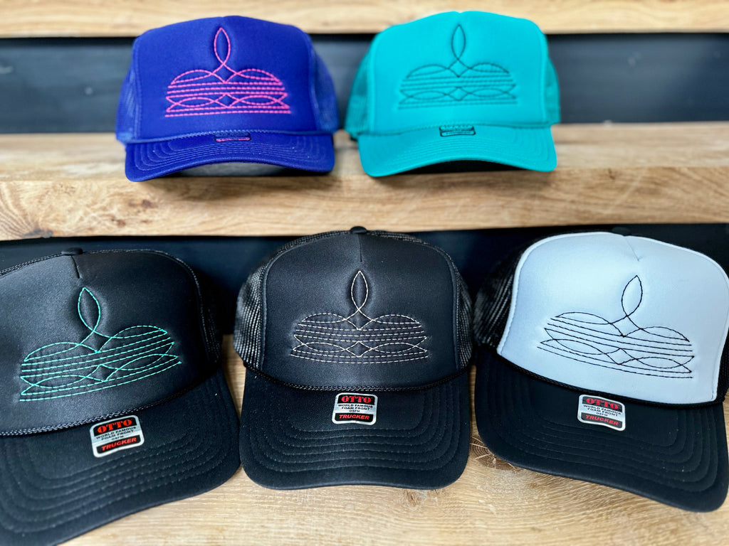 Boot Scootin’ Trucker Hat – The Turquoise Tractor
